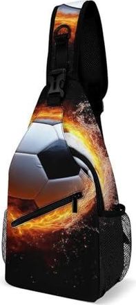 Generic Sacoche Homme Bandouliere Ballon de football Eau et Feu R&eacute;glable Sac Bandouli&egrave;re Polyester Sac DEpaule pour Cyclisme Randonn&eacute;e Femme