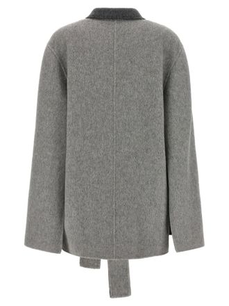 Alberta Ferretti Cape-Sleeve Wool Coat - Gray