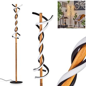 HOFSTEIN LED Stehleuchte Alvarim, moderne Stehlampe aus Holz/Metall/Kunststoff in Natur/Schwarz/Weiß, Höhe 141,5 cm, LED 24 Watt, 2100 Lumen, 3000 Kelvin, mit 