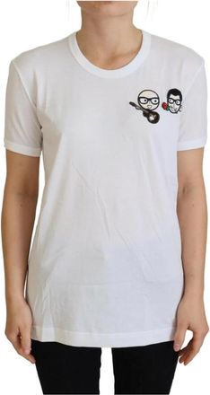 Dolce & Gabbana Femme, Tops, Blanc, Taille: 34 FR T-shirt en coton blanc à col rond Th8067