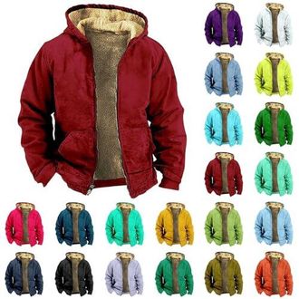 Generic Sweat à capuche doublé en polaire pour homme avec fermeture éclair intégrale, veste chaude à manches longues, manteau à capuche polyvalent, coupe ampl