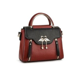 Nicole & Doris Sac &agrave; Main Femme Bandouli&egrave;re Sac Petite Capacit&eacute; a la Mode Sac Mignon Fille Sac Port&eacute;s Epaule PU Cuir Sac D&eacute;paule Sac Besace Noir et Rouge