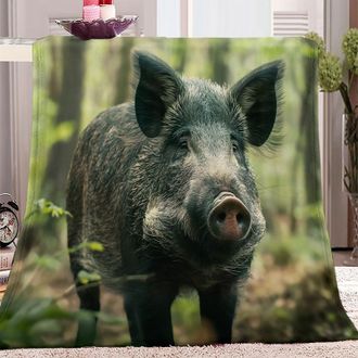 Generic Tier Wildschwein Flanelldecke Kuscheldecke Grün Super Soft Weich Wohndecke Warm Flauschig Decke Sofadecke oder Tagesdecke, Wohndecke für Erwachsene un