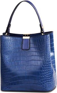 Nicole & Doris Sac Seau Femme Petit Sac a Main Crocodile Sac Bandouliere Chic Mini Sac Epaule PU Cuir Sacs Besace Pochette pour les Voyages, Shopping, Travail Bleu M
