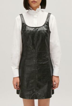 Claudie Pierlot Robe courte chasuble cuir noir