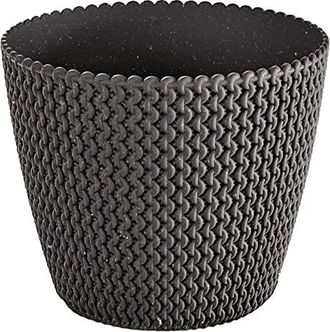 Prosperplast Blumentopf, Anthrazit, umweltfreundlich, ohne Beh&auml;lter, Kollektion SPLOFY Eco Wood 15,7 cm x 15,7 cm x 13,2 cm, Fassungsverm&ouml;gen 1,7 l