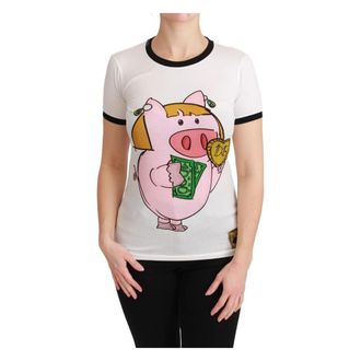 Dolce & Gabbana T-Shirt mit Rundhalsausschnitt und kurzen &Auml;rmeln - - Tops - Damen - Wei&szlig; - XL