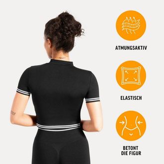 Smilodox T-Shirt Miriel, Gym Oberteil Crop Shirt mit elastischem Bund, figurformend Elastisch, blickdicht, bauchfrei Bequeme Passform Sport Alltag