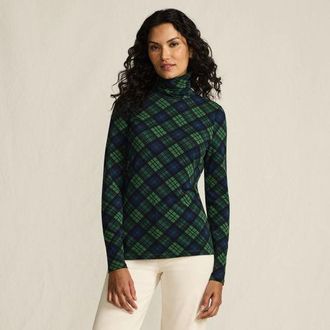 Lands End Rollkragenshirt aus Baumwoll/Modalmix, Damen, Größe:44-46 regular, Grün, Baumwolle/Elasthan/Baumwolle Modal, by Lands End