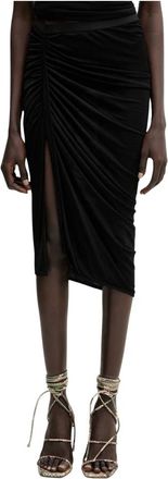 Rick Owens Femme, Jupes, Noir, Taille: 42 FR Edfu Gathered Midi Skirt
