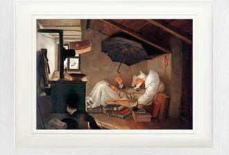 1art1 Carl Spitzweg Poster Der Arme Poet Gerahmtes Bild Mit Edlem Passepartout | Wand-Bilder | Im Bilderrahmen 40x30 cm