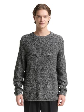 Tom Tailor Herren 1049223 Strickpullover in Melange-Optik, 15967-Black White Mouline, M
