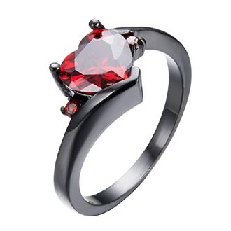 Generic Bagues de mariage en forme de coeur en zircon color&eacute; pour femme, Rouge, 6