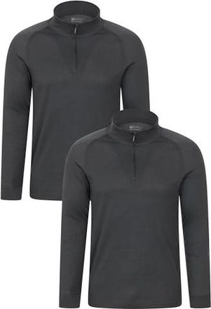 Mountain Warehouse Talus Maillot de corps thermique pour homme - Pull à manches longues, col zippé, séchage rapide, respirant, léger, idéal pour les voyages, Anthracite 