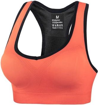 Generic Soutien-gorge de sport rembourr&eacute; r&eacute;glable pour femme - Dos nageur - Sans armatures, Orange 2 pi&egrave;ces, XXL