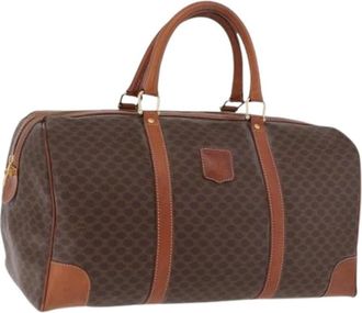 Celine Sac Boston en toile pr&eacute;-aim&eacute; - Femme - Pre-owned - Brun - Taille: ONE Size