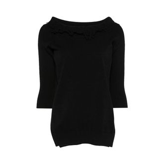 Ermanno Scervino Bestickter Bootausschnitt-Pullover - - Knitwear - Damen - Schwarzk - L