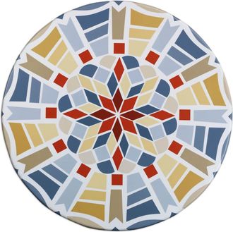 Maximex Spann-Tischdecke XL rund &Oslash; 85 - 105 cm, Mosaik-Motiv, abwischbare Gartentischdecke mit Gummizug, wetterfest, UV-best&auml;ndig, f&uuml;r Garten, Balkon und Camp