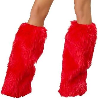 Generic Jambi&egrave;res noires en laine et fille, couvre-bottes de manchettes, ensemble daccessoires de No&euml;l chauffage bottes, rouge, taille unique