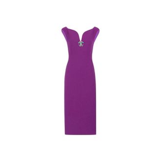 Roberto Cavalli Femme, Robes, Violet, Taille: 34 FR Robe en laine serpent avec dos en V