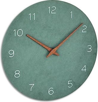 TFA Dostmann Wanduhr analog, 60.3054.04, in Holz-Optik, Quarzuhrwerk mit Langer Batterielaufzeit, jadegrün, MDF Holzfaser, (L) 297 x (B) 45 x (H) 297 mm