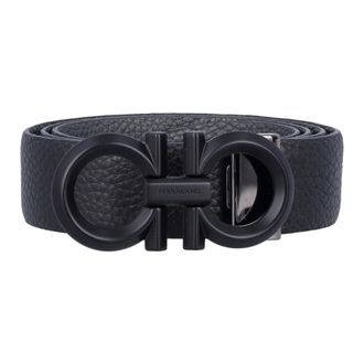 Ferragamo Ceinture en Cuir R&eacute;versible &agrave; Double Gancini - Homme - Accessoires - Noir - Taille: 95 CM