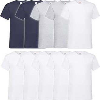 Fruit Of The Loom Lot de 10 t-shirts col V pour homme, 6weiss2navy2gris, XXXL