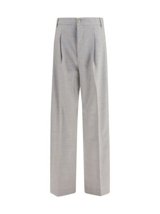 Laneus Wide-Leg Merino Wool Trousers - Gray