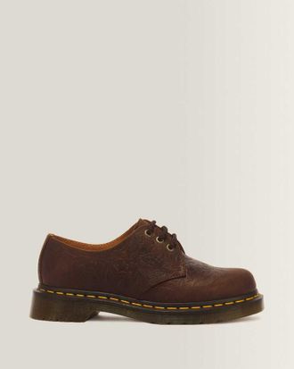 Dr. Martens 1461 Floral Emboss 3-&Ouml;sen Crazy Horse Leder Schn&uuml;rSchuhe in Braun, Gr&ouml;&szlig;e: 36