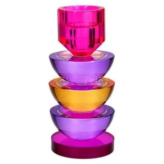 Gift Company Kerzenhalter - Sari - Kristallglas - lila/orange/pink - (&Oslash;xH) 7,8 x 17,5 cm