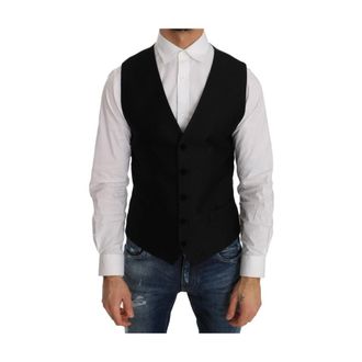 Dolce & Gabbana Schwarze Polka Dot Kleidweste - - Suits - Herren - Schwarzk - M