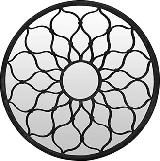 vidaXL Miroir de Jardin Miroir de Patio Mural D&eacute;coration de Jardin Suspendu Ajout de Lumi&egrave;re Noir 60x3 cm Fer Rond Utilisation Ext&eacute;rieure