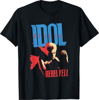 Billy Idol Rebel Yell T-Shirt f&uuml;r Erwachsene und Kinder, Unisex, Klassisch, Schwarz, Kurzarm, S (EU)