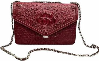 Generic Sac cabas pour femme en cuir dalligator authentique, bandouli&egrave;re cha&icirc;ne, style enveloppe, en cuir de crocodile v&eacute;ritable. Sac &agrave; main pour femme