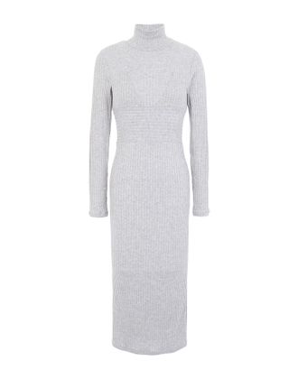 8 by YOOX RIB-KNIT MOCK-NECK L/SLEEVE MIDI DRESS