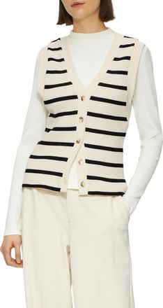 s.Oliver Geringelte Weste mit Rippstruktur und Knopfleiste