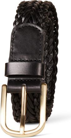Amazon Essentials Damen Gürtel aus geflochtenem Leder, Schwarz, S
