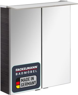 Fackelmann B.PERFEKT LED Spiegelschrank 60 cm - Dunkles Eichenholz-Design, Neutralwei&szlig;es Licht, Made in Germany, Ma&szlig;e (60x69,4x15 cm)