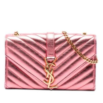 Saint Laurent Sac bandouli&egrave;re matelass&eacute; m&eacute;tallis&eacute; pr&eacute;-aim&eacute; - Femme - Pre-owned - Rose - Taille: ONE Size