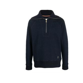 Paul Smith Handgefertigtes Woll-Trainingsshirt mit halbem Rei&szlig;verschluss - - Sweatshirts & Hoodies - Herren - Blau - M
