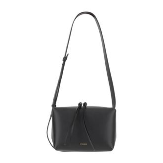Jil Sander Leder-Umh&auml;ngetasche mit Doppelrei&szlig;verschluss - - Bags - Damen - Schwarzk - ONE SIZE
