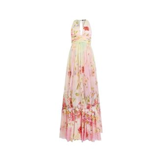 Roberto Cavalli Langes Chiffonkleid mit Miami Flowers Print - - Dresses - Damen - Mehrfarbig - XL