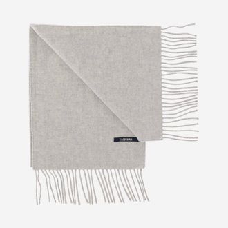 Jacquemus Virgin Wool with Maxi Logo Scarf - Gray