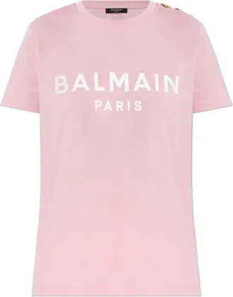 Balmain T-Shirt mit Applikationen - - Tops - Damen - Rosa - M