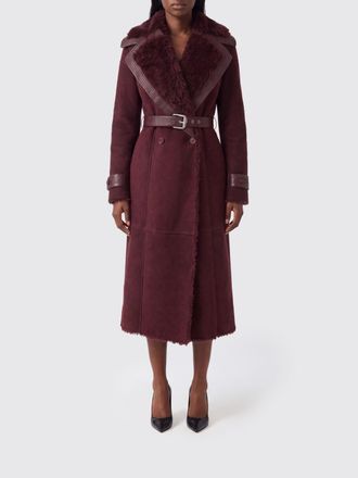Patrizia Pepe Manteau long crois&eacute; en su&eacute;dine synth&eacute;tique avec ceinture