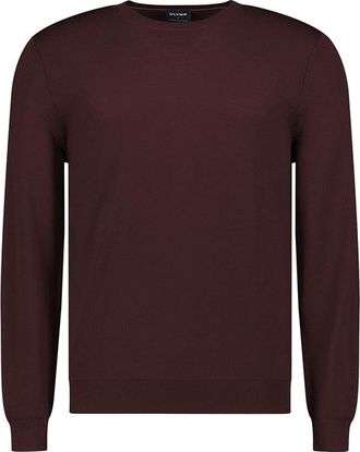 Olymp Herren Pullover rot Merinowolle unifarben