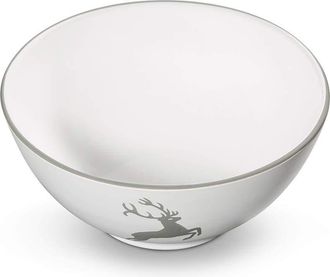 Gmundner Keramik Schüssel Füllmenge : 2.5 Liter grauer Hirsch Geschirr, handgemacht in Österreich