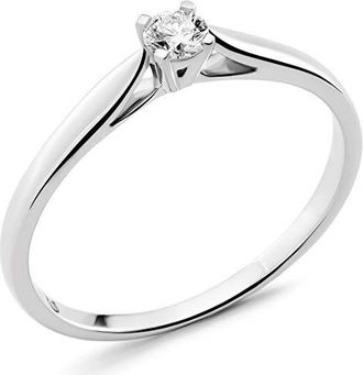 Orphelia Bague solitaire de fiançailles Femme - 18-k-(750) Or blanc Diamant Ronde Taille 50 RD-3917/1/50