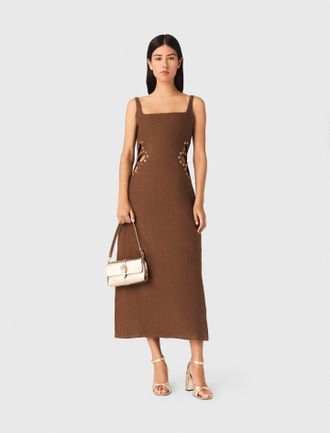 Maje Langes Leinenmischkleid - Braun - Maje