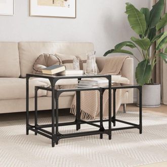 vidaXL Vidaxl - Satztische 2 Stk. mit Glasplatte Schwarz Stahl